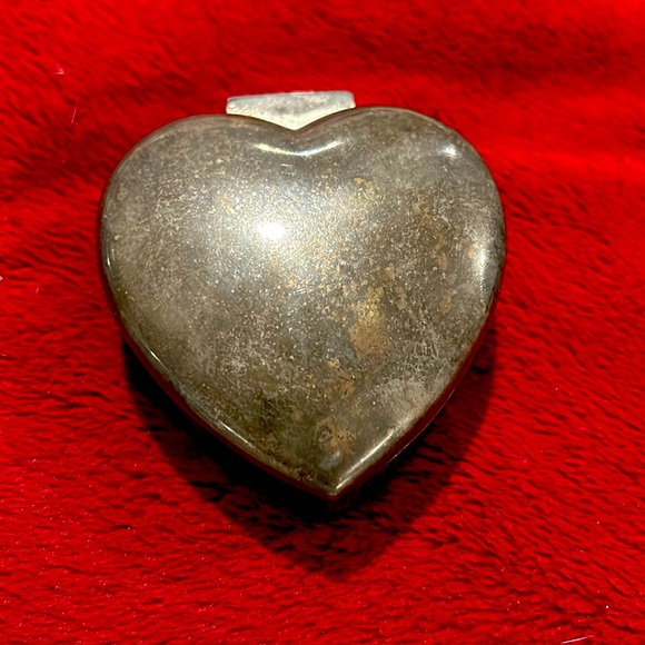 Accents | Vintage Silver Plate Heartshaped Box Red Felt Lining | Poshmark